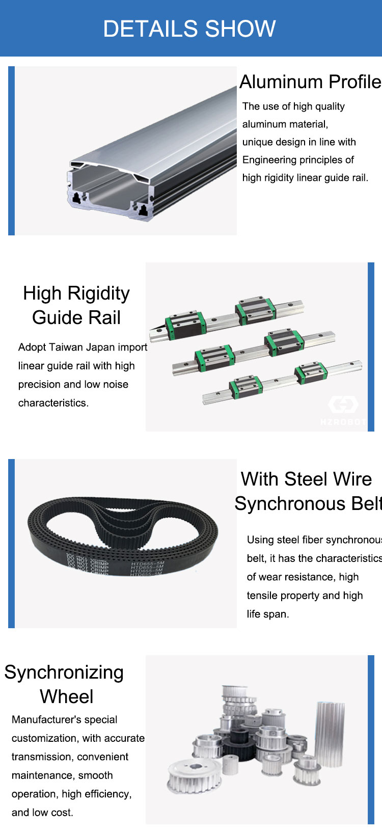 High Speed Semi Enclosed Belt Driven Linear Modules, Linear stages, Linear Motion Slider, Linear ...